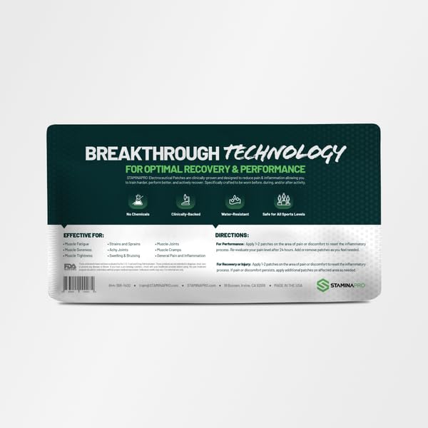 STAMINAPRO Electroceutical Patches for Muscle Soreness, Strain, Muscle Fatigue, and Muscle Tightness - 24 Patches