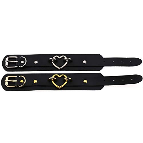 ZHQI Black Wristband Cuff Belt Bracelet Bangle Leather Rope Black Punk Rock Bracelet (Black style 2, Zinc Alloy)