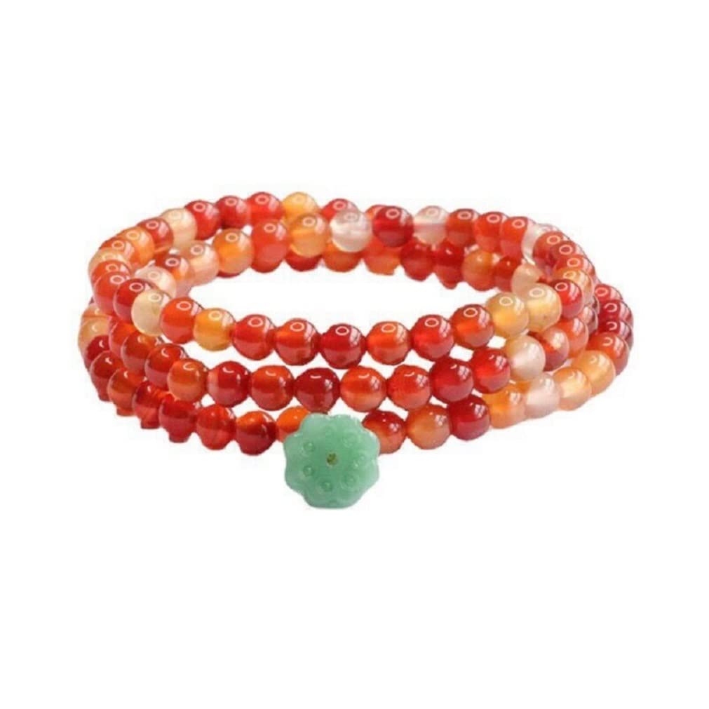 YinZhiBoo Natural Red Agate Bead Wrap Bracelet with crown