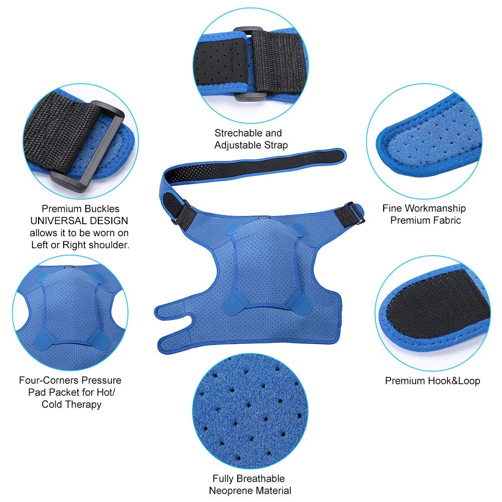 Shoulder Support, Adjustable Shoulder Brace for Men and Women, Shoulder Strap Support,Frozen Shoulder Relief and Rotator Cuff Support Fits Left and Right, L: 38-51"