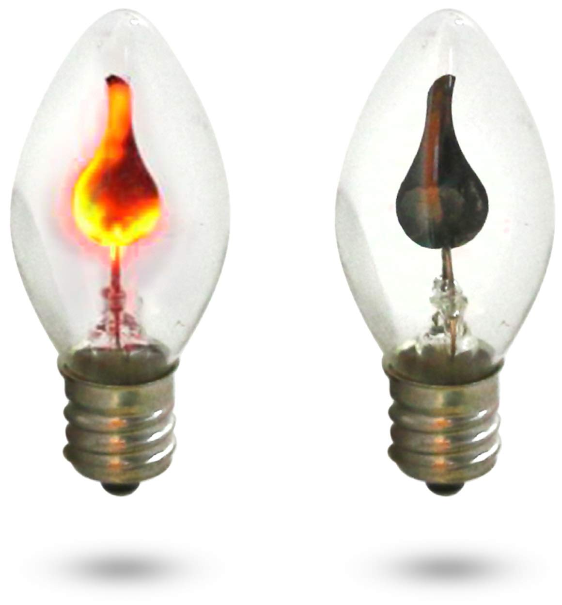 Tupkee C7 Flickering Flame Bulb β 1W, Light Bulb with Orange Glow That flickers and Dances up and Down - Replacement for E12 Base Christmas Candolier Window Candle - 2/Pkg