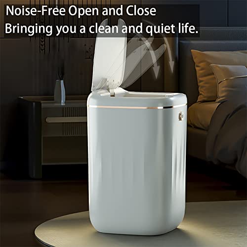 Touchless Bathroom Trash Can with Lid, 4.7 Gallon Automatic Garbage Can, Square Plastic Trash Bin Waterproof Motion Sensor Wastebasket for Living Room, Bedroom, Office, Kitchen, Black (No Battery)
