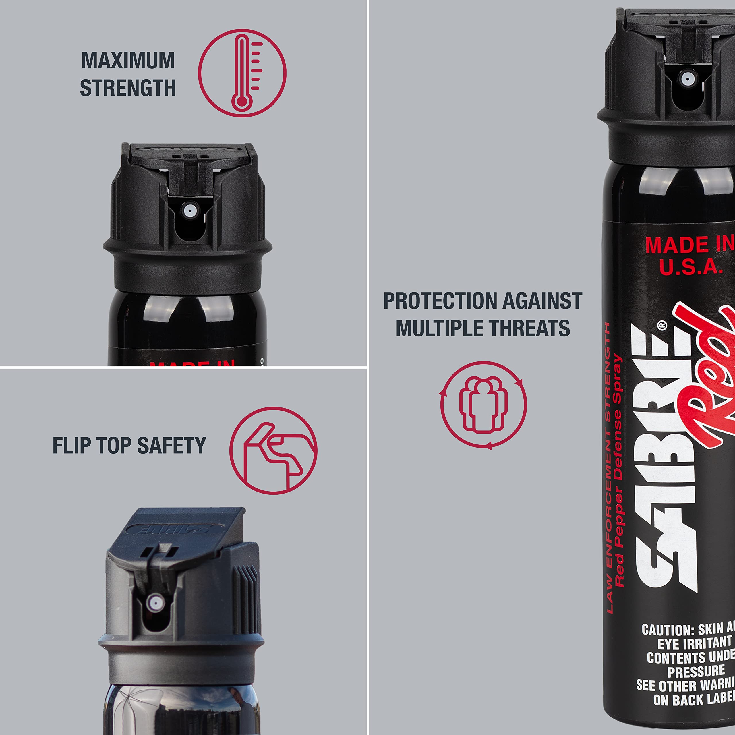 SABRE Magnum 120 Pepper Spray with Holster, 40 Bursts, 12-Foot (4-Meter) Range, Extra Large 122 Gram Canister, UV Marking Dye, Fast Flip Top Safety