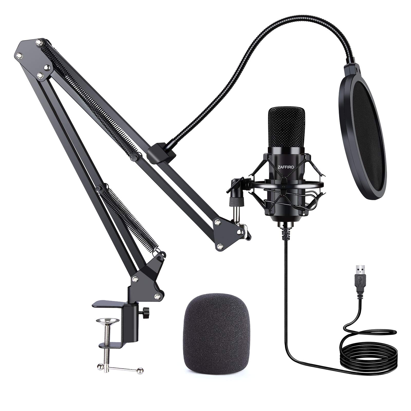 USB Streaming Podcast PC Microphone Computer Cardioid Condenser Microphones Kit with Boom Arm for Vocal Instrument Recording Gaming YouTube Karaoke, Studio Mic Compatible with Mac Laptop Desktop