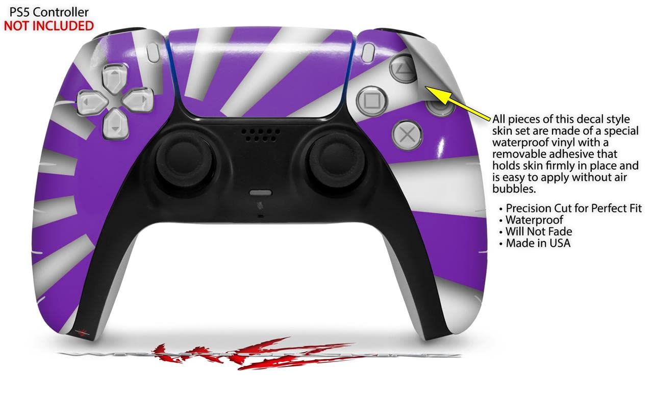 WraptorSkinz Skin Wrap compatible with Sony PS5 DualSense Controller Rising Sun Japanese Flag Purple (CONTROLLER NOT INCLUDED)