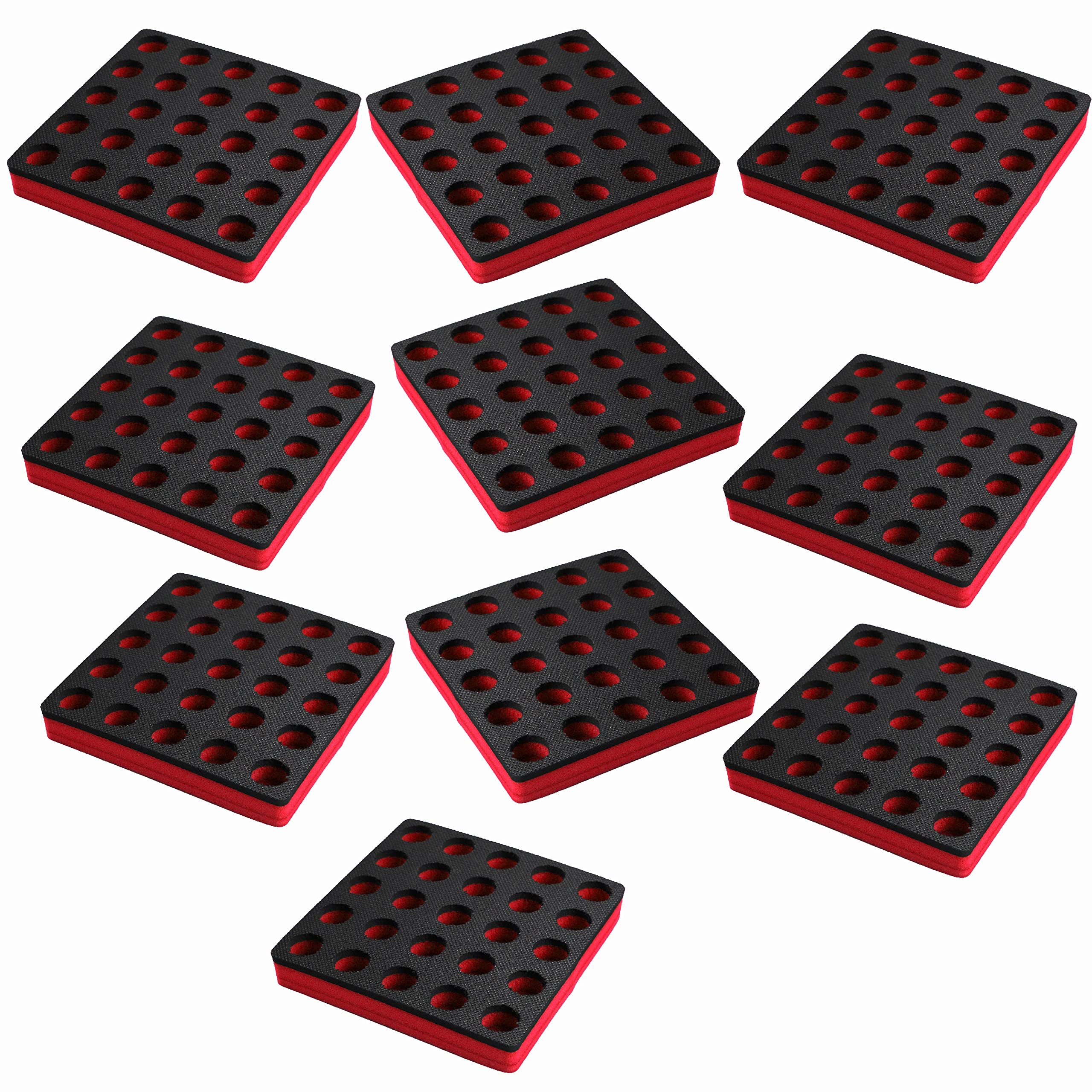 Polar Whale 10 Vial Racks Durable Red and Black Foam Storage Holder Organizer Stand Transport Holds 25 Vials Fits up to 24mm Diameter