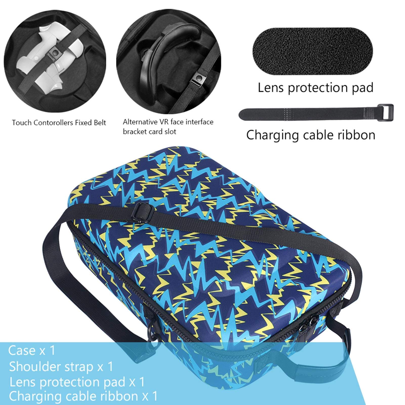 YADAQE Aicheng Hard Case for Oculus Quest & Quest 2, or Quest VR Gaming Headset Elite Strap and Controllers Accessories Carrying Bag, Travel Case Protective Cover Storage Bag