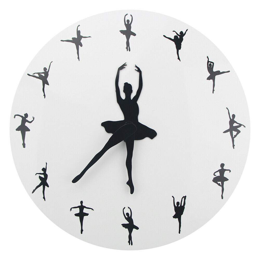 Timelike Ballerina Wall Clock Ballet Dancing Hanging Decor Clock Dancer Home Decor Gift White