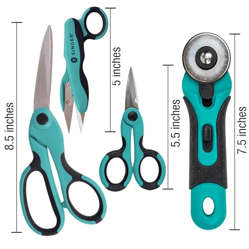 SINGER ProSeries Cutting Tool Set with Sewing Scissors, Detail Scissors, Thread Snips, 45mm Rotary Cutter and 6 Extra Blades