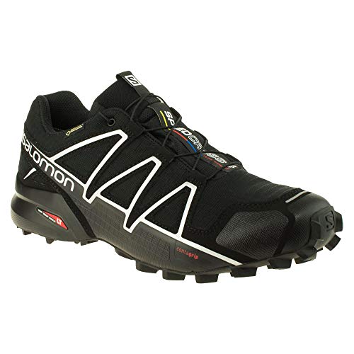 Salomon Men's SPEEDCROSS 4 GTX Trail Running Shoes, Black/Black/Silver Metallic X, 11.5 M US