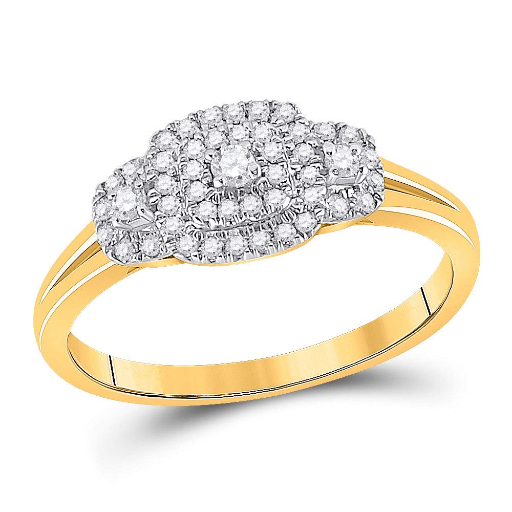 The Diamond Deal 10kt Yellow Gold Womens Round Diamond Solitaire Bridal Wedding Engagement Ring 1/4 Cttw