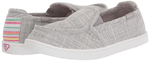 Roxy Girls Minnow Slip on Sneaker Shoe, Gry/Chr, 11 Big Kid