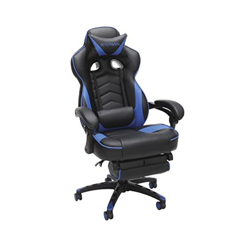 RESPAWN 110 Ergonomic Gaming Chair with Footrest Recliner - Racing Style High Back PC Computer Desk Office Chair - 360 Swivel, Adjustable Lumbar Support, Headrest Pillow, Padded Armrests - 2019 Blue