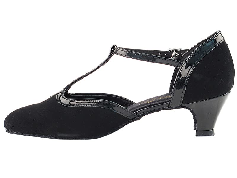 Very Fine Dancesport Shoes - Women's Latin, Salsa, Rhythm, Ballroom Practice Dance Shoes - Classic Series 9627 Black Nubuck & Black Trim (1.3" Heel, Size 9)