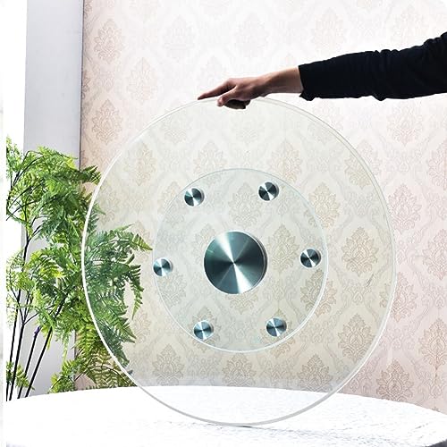 Round Lazy Susan Turntable, Large Tempered Glass Rotating Tray 360° Smooth Rotating Transparent Serving Plate with 6 Auxiliary Wheels (Size : 90cm/35in)