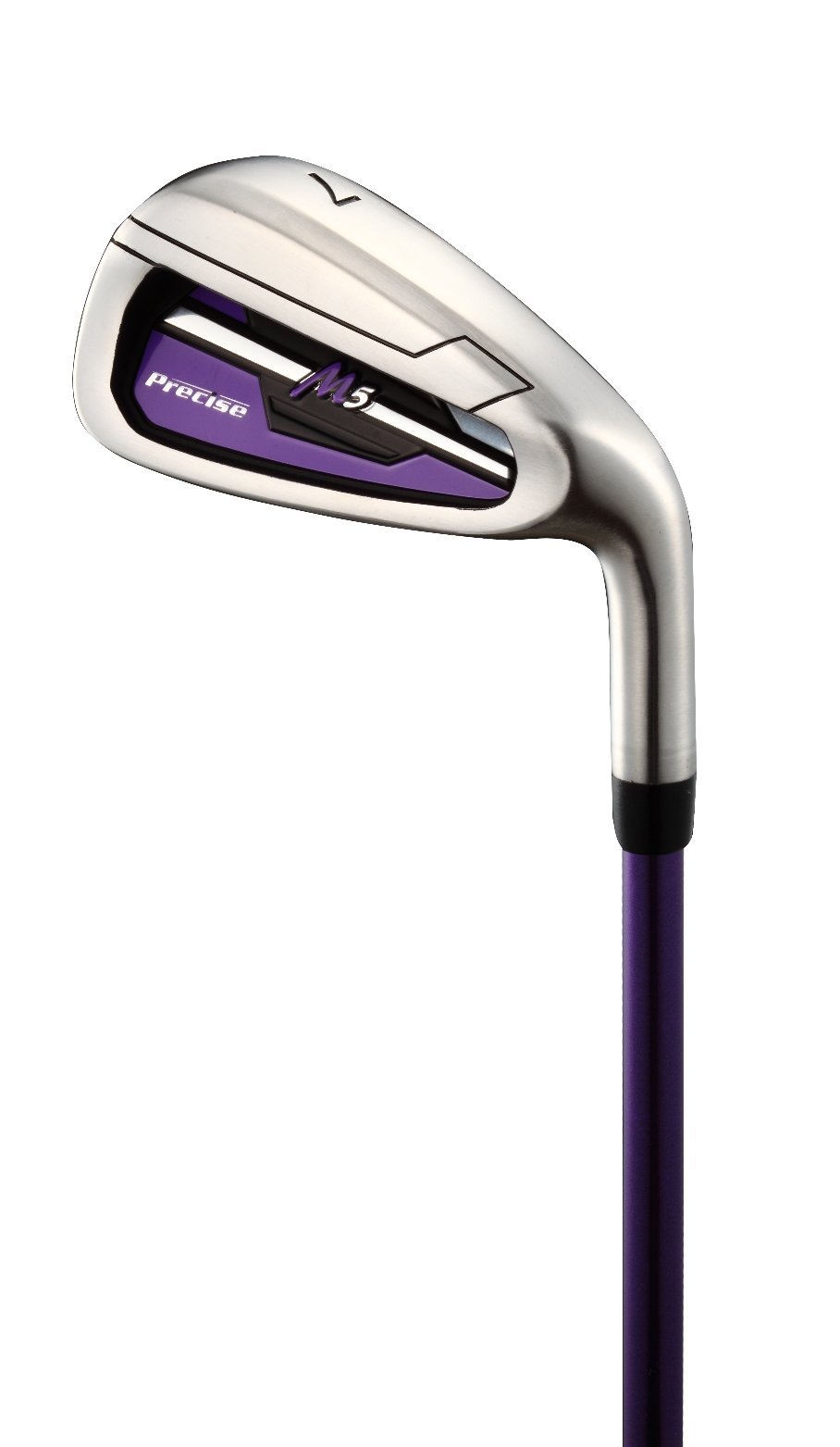 Precise M5 Ladies Womens Complete Right Handed Golf Clubs Set Includes Titanium Driver, S.S. Fairway, S.S. Hybrid, S.S. 5-PW Irons, Putter, Stand Bag, 3 H/C's Purple (Right Hand)