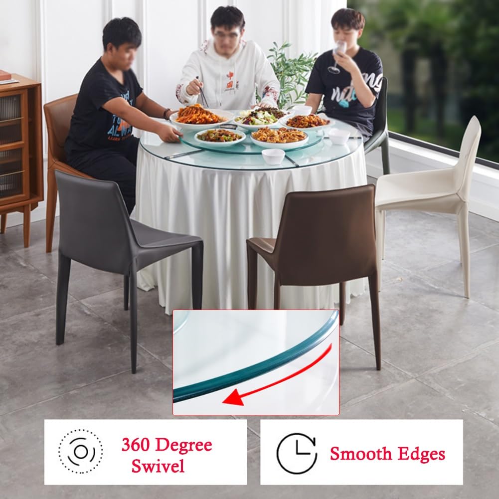 Round Lazy Susan Turntable, Large Dining Table Rotating Tray, Tempered Glass Spinning Serving Plate, Aluminum Alloy Base, Silent and Smooth (Color : Clear, Size : 60cm/24in)