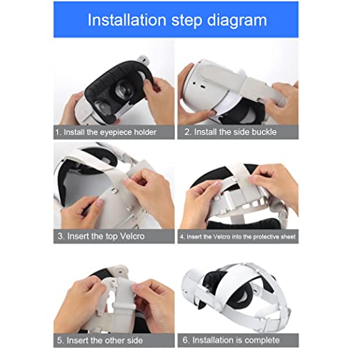 VR Headband Elite Strap for Oculus Quest 2 Adjustable Head Strap for Oculus Quest 2, Enhanced Support and Reduce Head Pressure in VR, Comfortable Protective Strap for Oculus Quest 2, White, L003khy