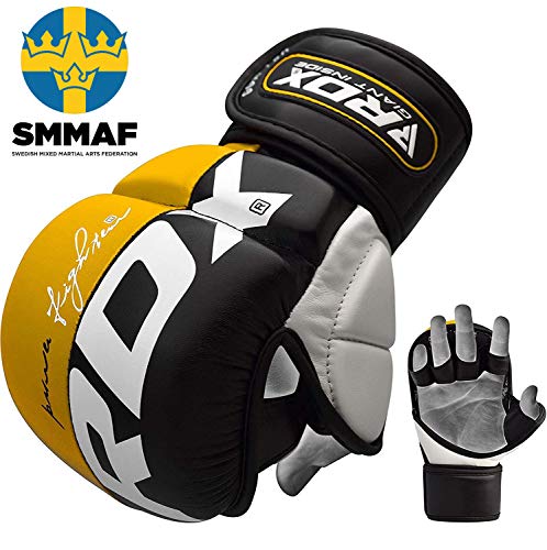 RDX MMA Gloves for Martial Arts Training and Sparring, Mitts for Grappling, Kickboxing, Muay Thai, Punching Bag & Cage Fighting Men Women Home Gym Use