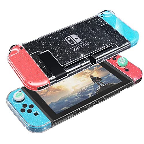 Uchiha Dockable Glitter Case Compatible with Nintendo Switch, Newest Crystal Bling Protective Case with Shock-Absorption and Anti-Scratch Design - Clear Crystal Glitter