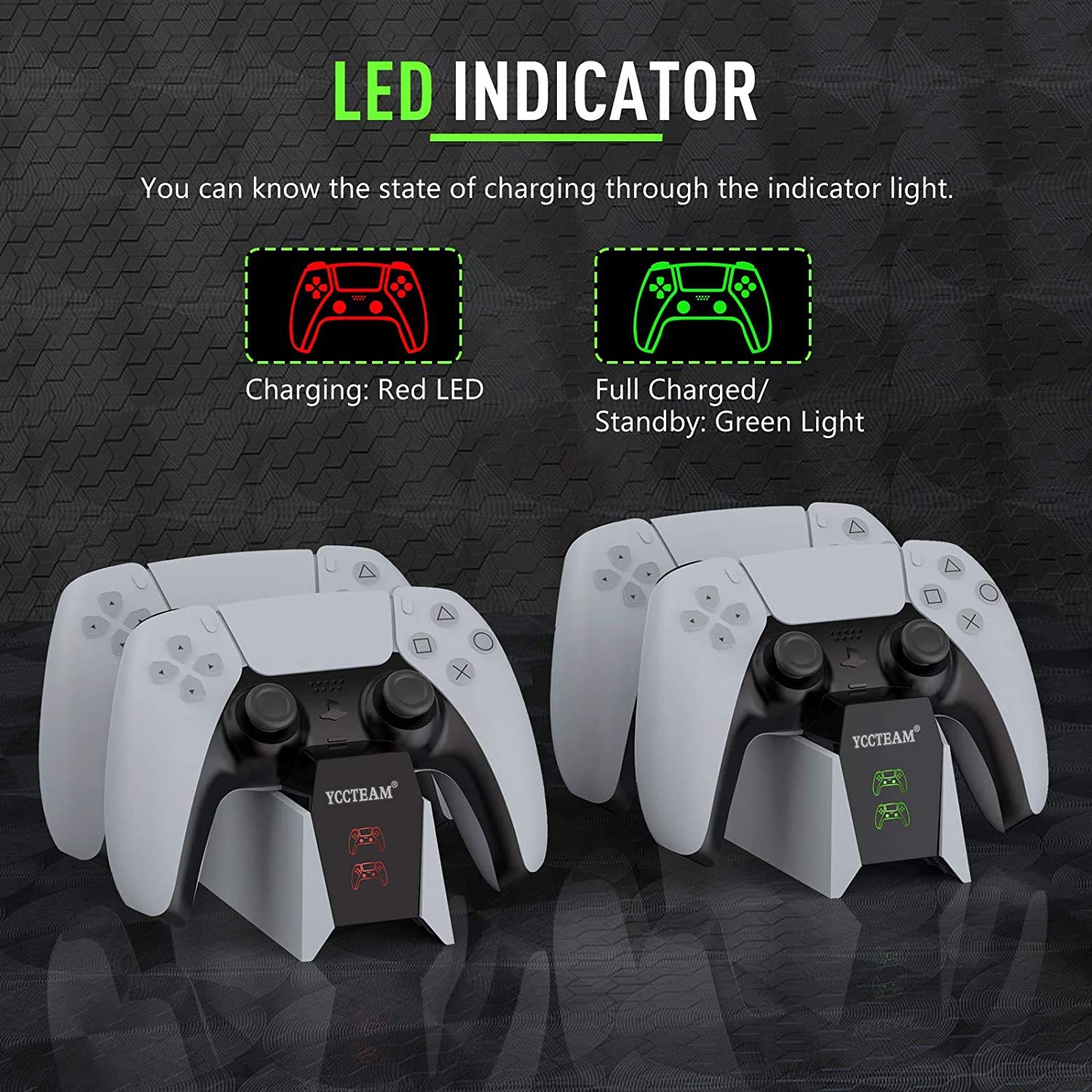 YAEYE PS5 Controller Charger, Docking Station for PS5 Dual Charger PS5 Controller, Fast Charging Dock Station with LED Indicators