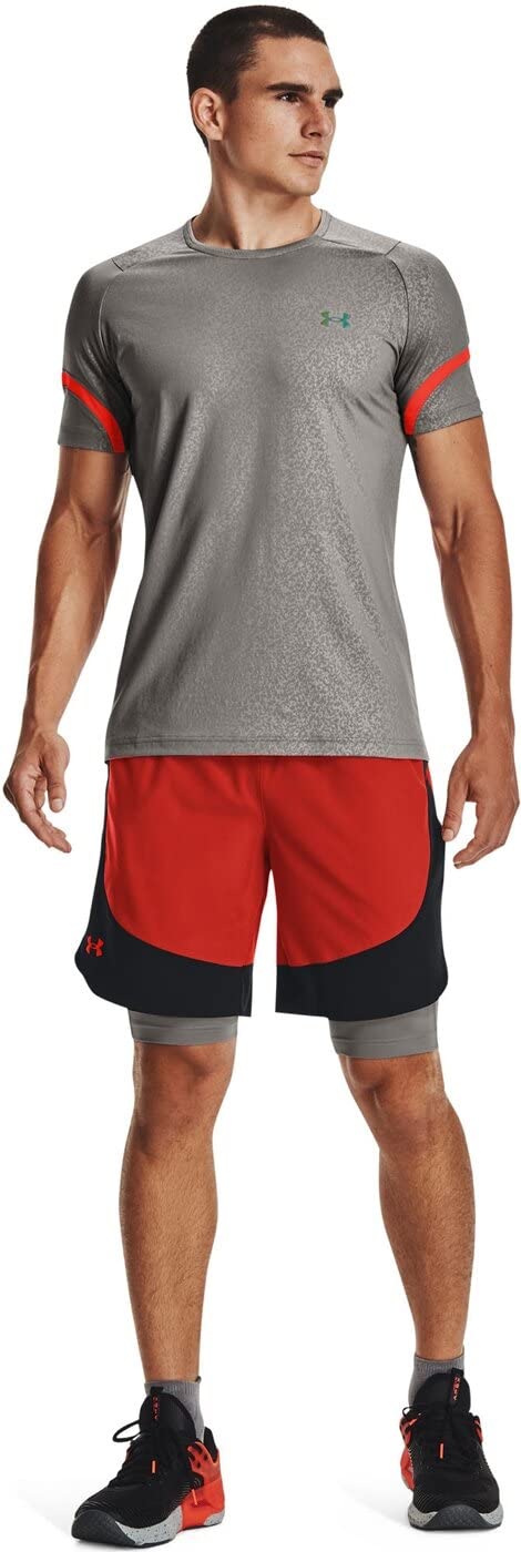 Under Armour Men's HIIT Woven Colorblock Shorts, Radiant Red (839)/Phoenix Fire, X-Large