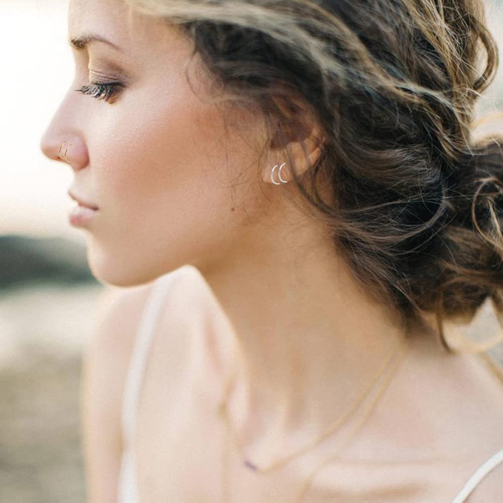 YANCHUN Spiral Nose Ring Double Hoop Nose Ring for Single Piercing Layered Spiral Nose Ring Double Nose Ring for Single Piercing for Women Men
