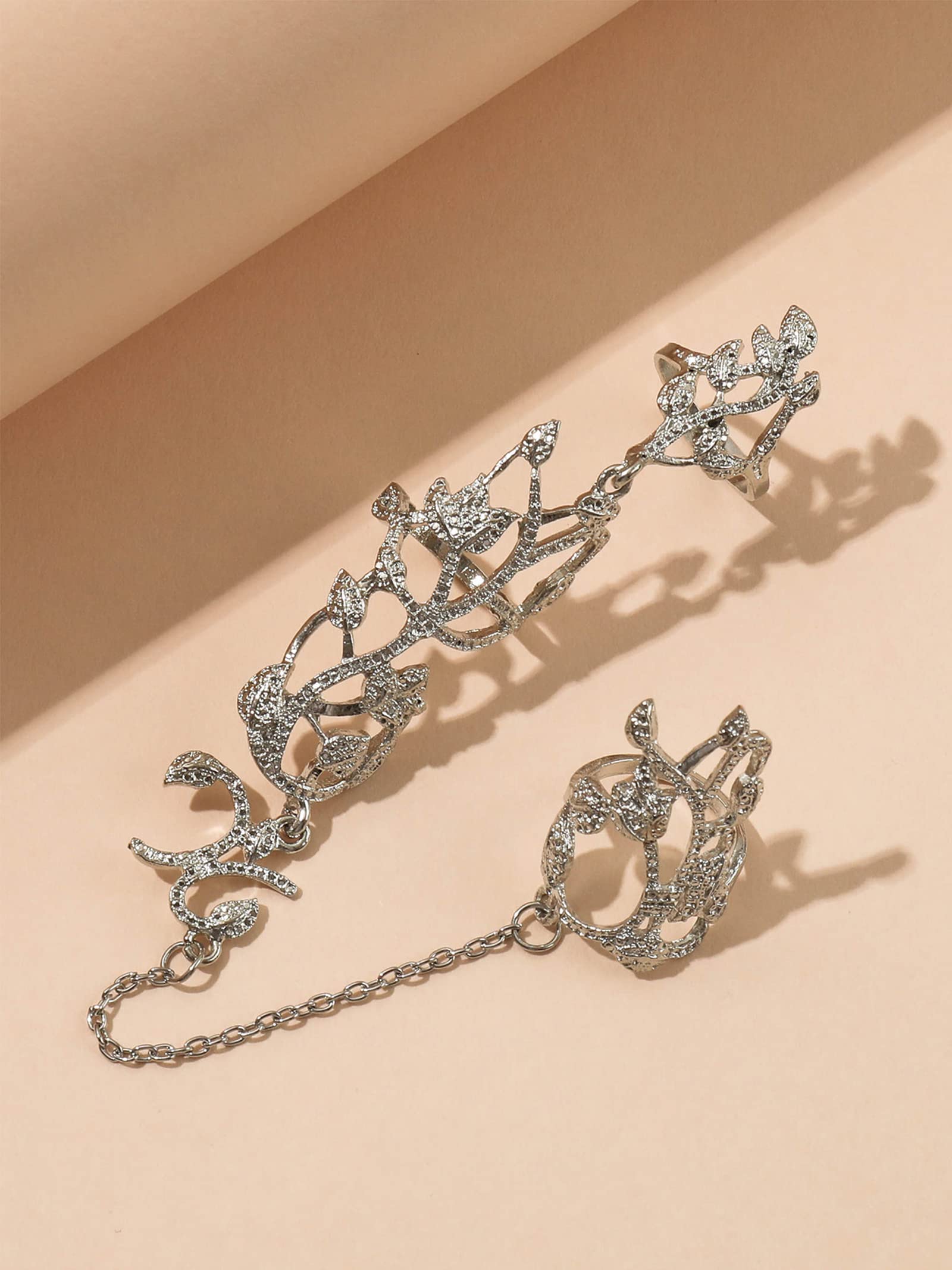 YANCHUN Women Charm Leaf Full Finger Ring