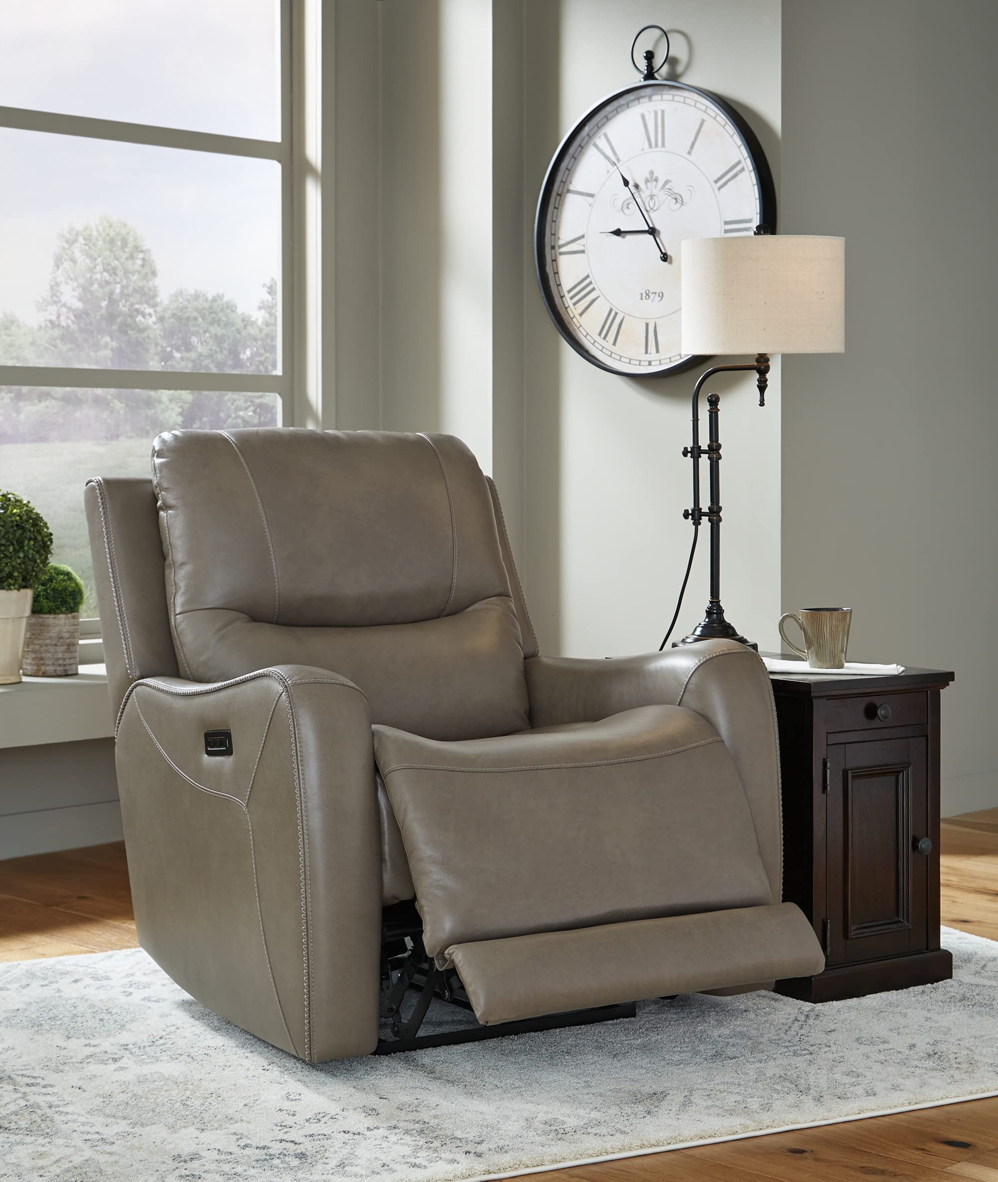 Signature Design by Ashley Galahad Zero Wall Recliner with Power Headrest, Brown