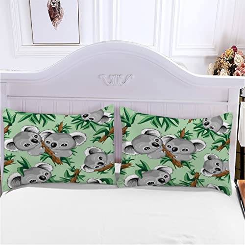 Quilt Cover Twin Size Koala 3D Bedding Sets Cartoon Koala Duvet Cover Breathable Hypoallergenic Stain Wrinkle Resistant Microfiber with Zipper Closure,beding Set with 2 Pillowcase
