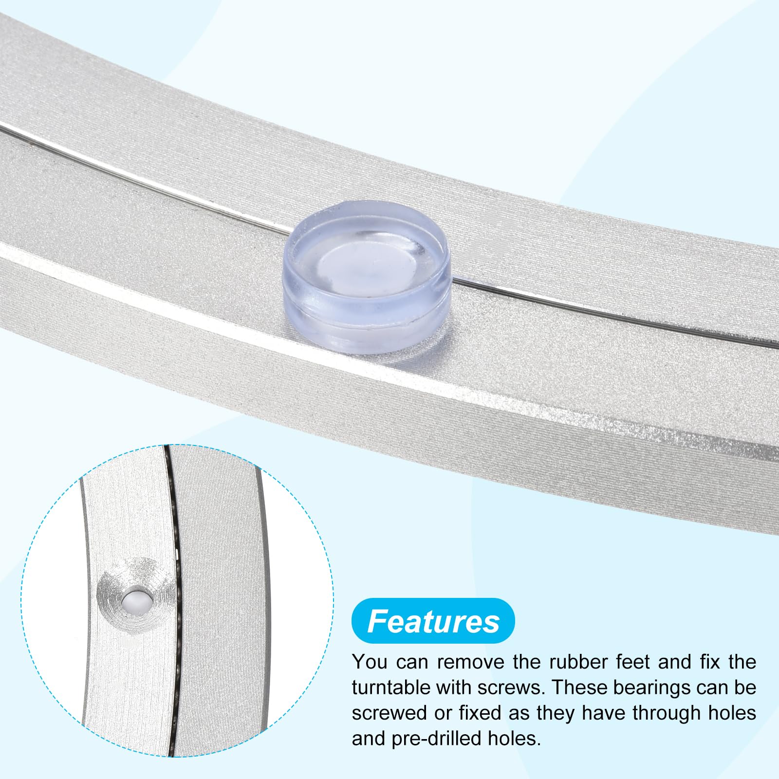 uxcell Aluminium Lazy Susan Turntable Bearing, 16 inch Round Rotating Bearing Turntable Base for Kitchen Dining Table(Base Only)