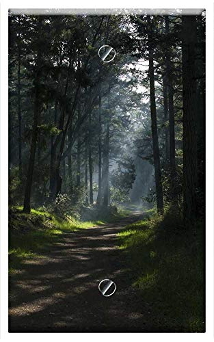 Single-Gang Blank Wall Plate Cover - Nature Woods Forest Road Trek Trees Green Leaves
