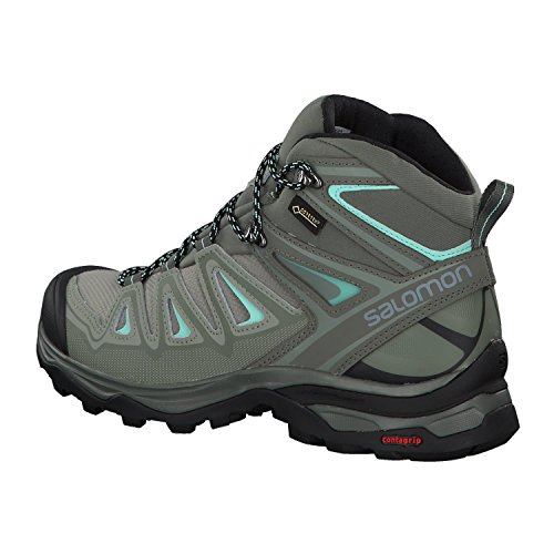 Salomon X Ultra 3 MID Gore-TEX Hiking Boots for Women, Shadow/Castor Gray/Beach Glass, 9