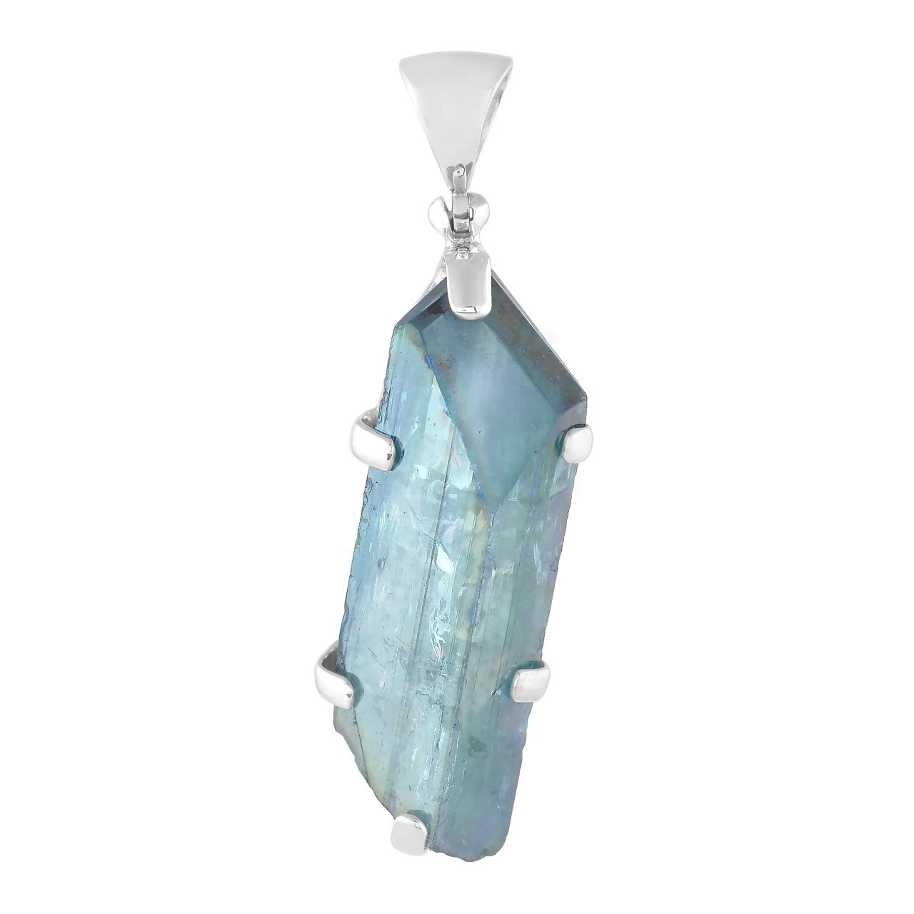 Starborn Aqua Aura Danburite Crystal Pendant in Sterling Silver