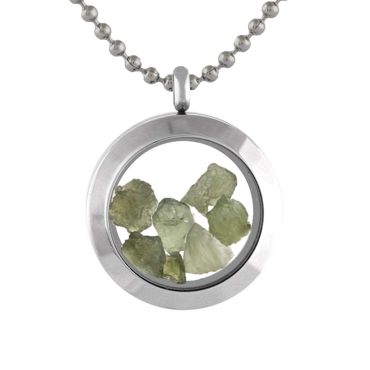 Starborn Moldavite Window Pendant in Stainless Steel
