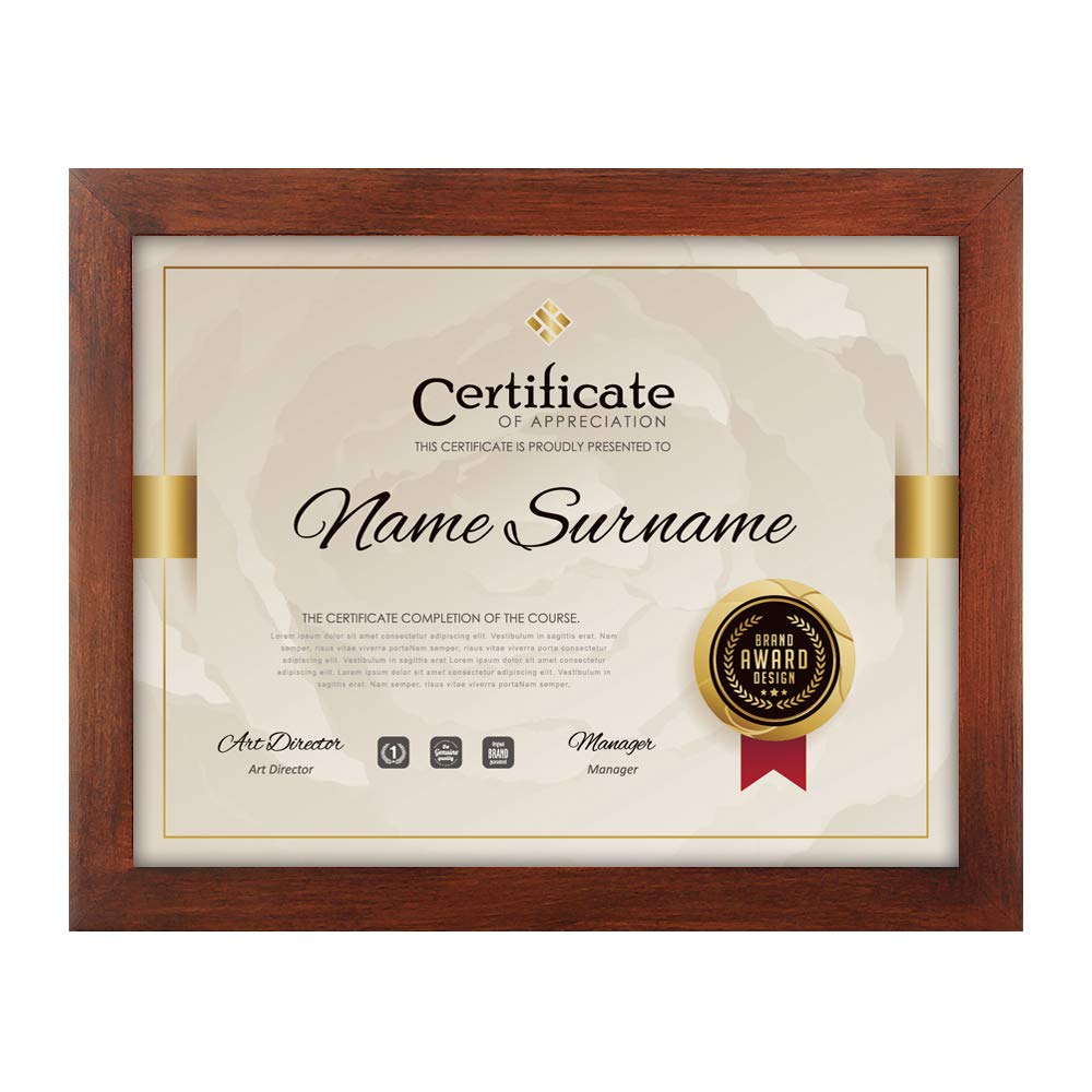 RPJC Document Frame Certificate Frames (6PK) Made of Solid Wood High Definition Glass and Display Diplomas 8.5x11 Inch Standard Paper Frame Brown