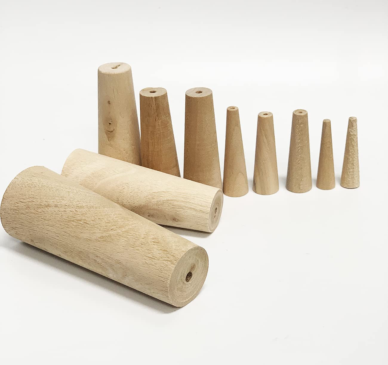 XHC1 Tapered Conical Thru-Hull Soft Wood Plugs Kits, 1/5 Inch to 1 3/5 Inch, 7 Different Sizes, Set of 10 Pcs