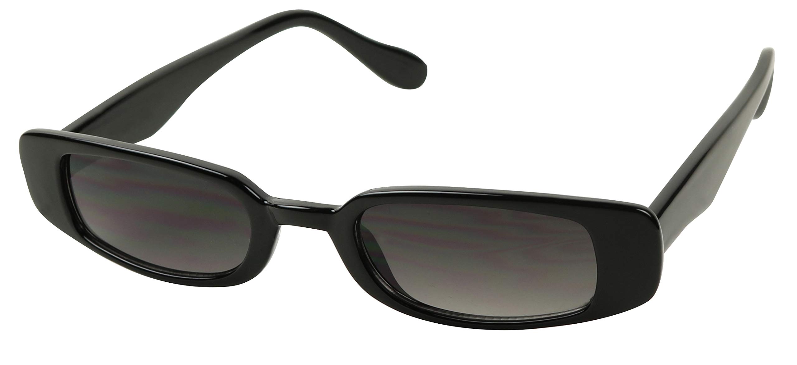 ShadyVEU Slim Classic Rectangular Sunglasses UV Protection 90’s Vintage Small Wide Retro Frame Fashion Shades (Black Frame, Gradient Black Lens)