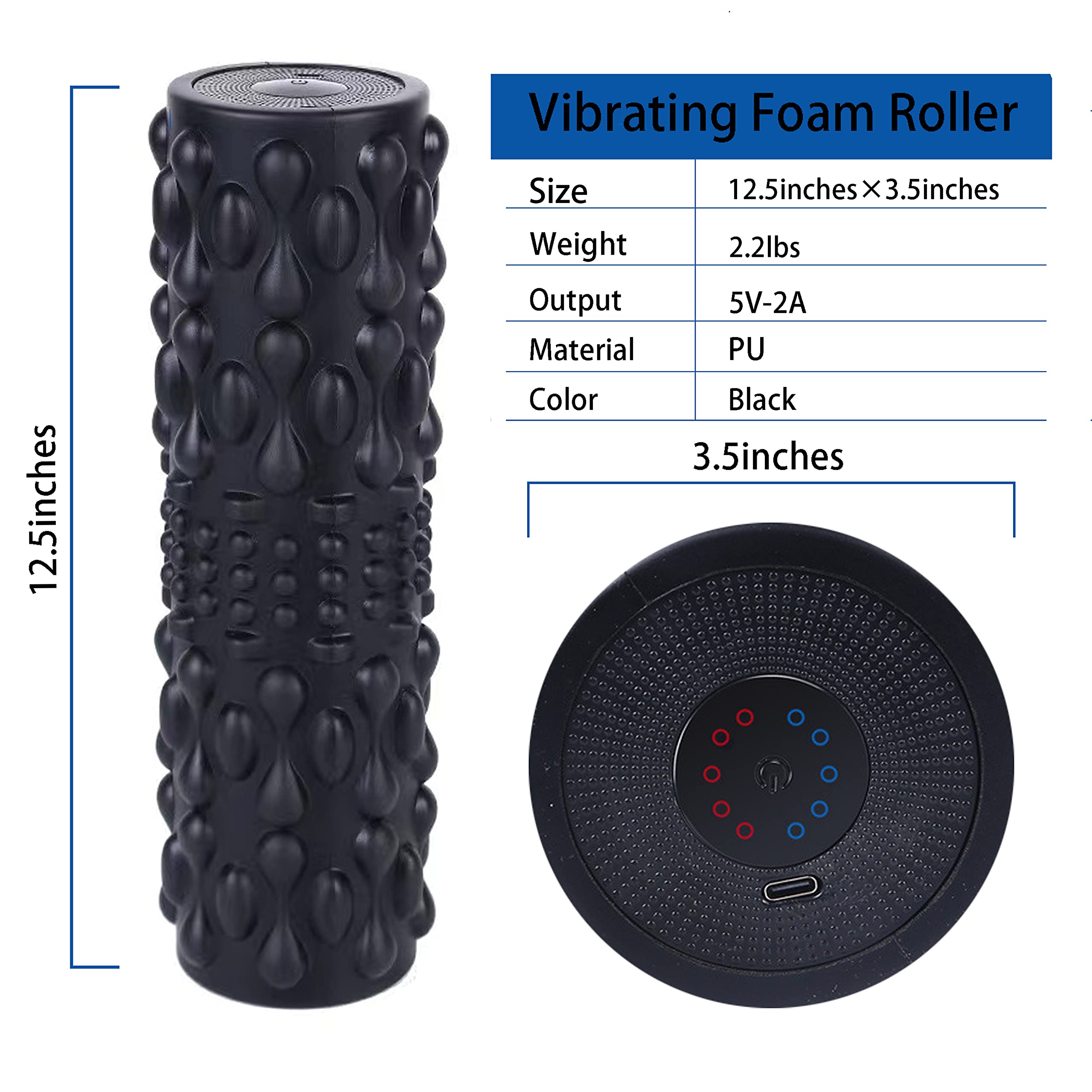 YAKADE Vibrating Foam Roller - 5 Speed Electric Foam Roller, Post-Workout Relax.