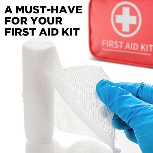Premium Gauze Rolls - (24 Pack) - 4" x 4.1yd Breathable Rolled Gauze - Individually Wrapped + Bonus Tape - First Aid Conforming Gauze Wrap Roll for Wounds