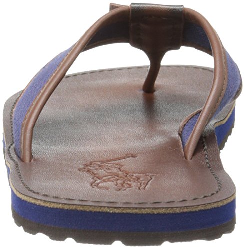 POLO RALPH LAUREN Men's Sullivan Flip Flop, Newport Navy/Dark Brown, 8 D US