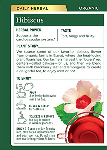 Traditional Medicinals Tea, Organic Hibiscus, Supports Your Cardiovascular System, 16 Tea Bags
