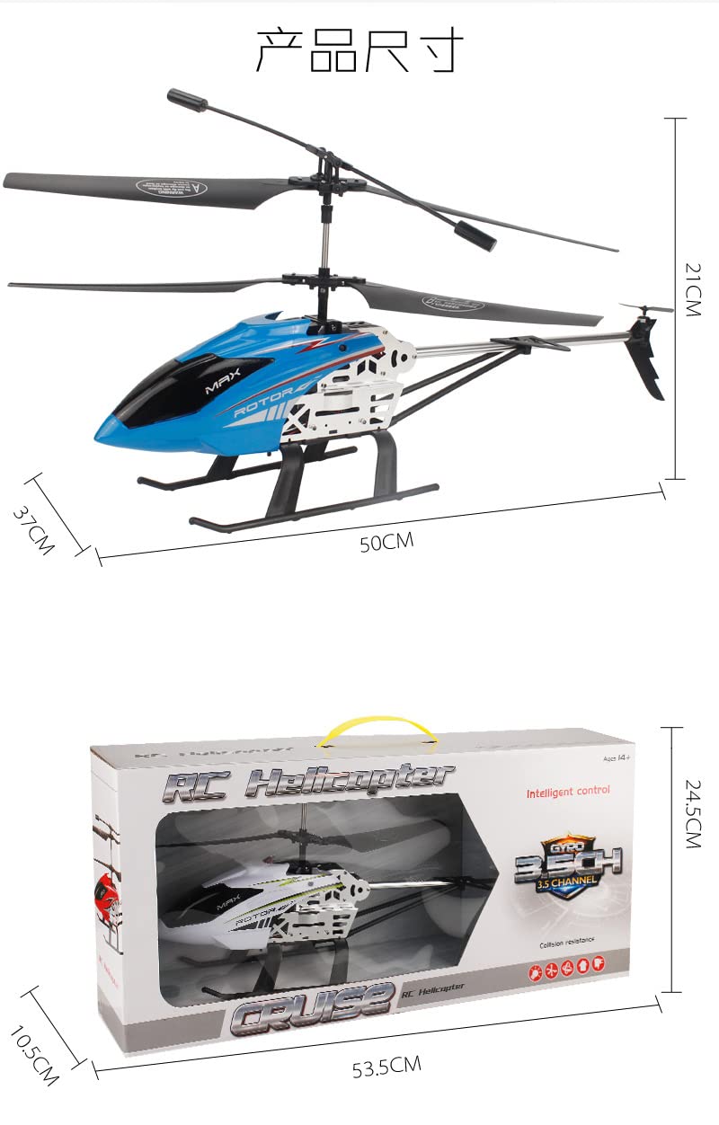 Remote Control Helicopter, 528 Aircraft with Altitude Hold, One Key take Off/Landing, 3.5 Channel, Gyro Stabilizer and High &Low Speed, LED Light for Indoor to Fly for Kids and Beginners (Bule)