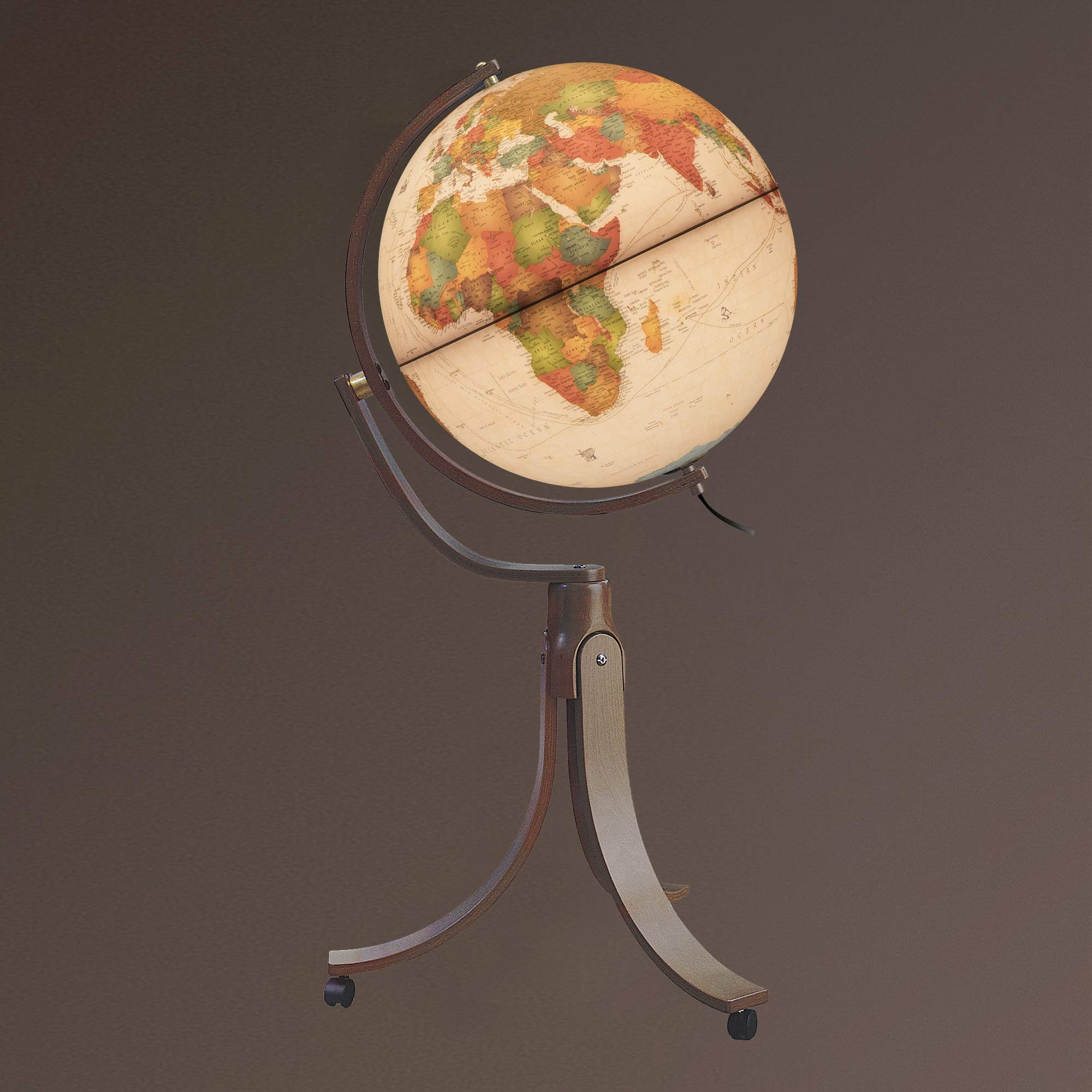 Waypoint Geographic Emily Globe, 20β Illuminated Decorative Globe, Floor-Standing World Globe For Library or Office Decor, Antique