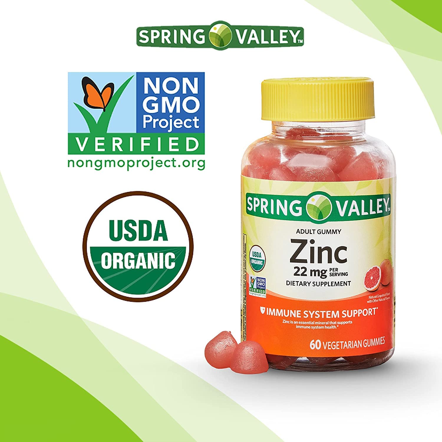 Zinc Adult Organic Vegetarian Gummy, Optimal Immune System Support, 22mg, 60ct (3 Pack) + "Vitamins & Minerals A to Z - Better Idea Guide"