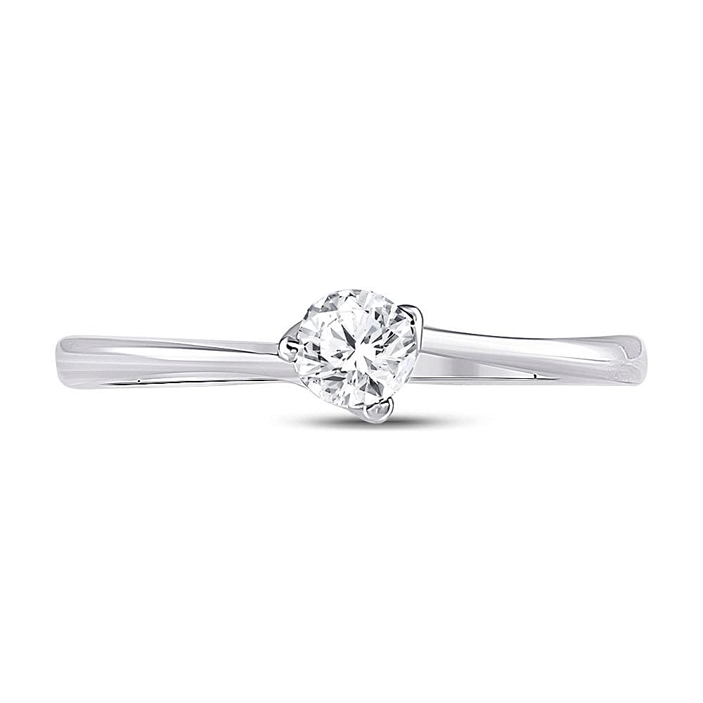 The Diamond Deal 14kt White Gold Womens Round Diamond Solitaire Bridal Wedding Engagement Ring 1/4 Cttw