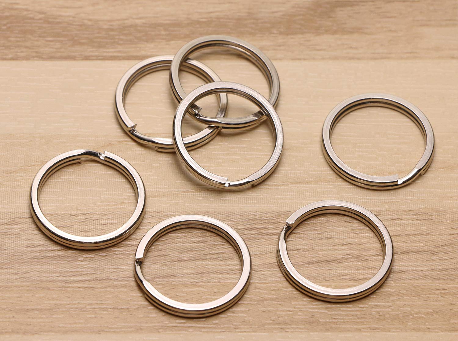 Shapenty 0.75Inch Small Split Flat Metal Key Ring Clip Holder, Silver, 50PCS