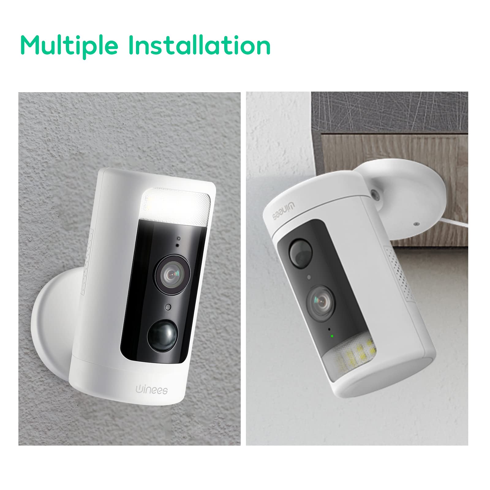 winees Security Camera Outdoor 2K Wi-Fi Spotlight Cam 360° Auto Tracking Home Surveillance Camera, Human/Pet/Vehicle/Package AI Floodlight Camera, Color Night Vision, Compatible with Alexa