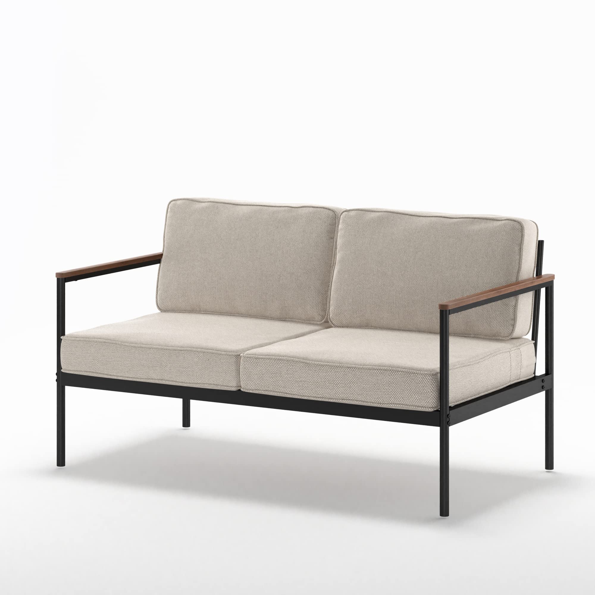 ZINUS Savannah Aluminum and Bamboo Outdoor Sofa with Cushions / Premium Patio Sofa / Weather Resistant and Rust Proof / Easy Assembly