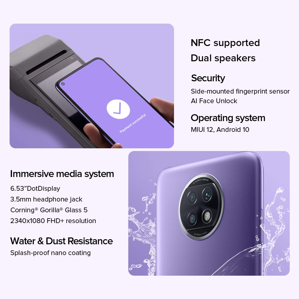 Xiaomi Redmi Note 9T | 128GB 4GB RAM | Android 10 MIUI 12 | 5000 mAh 18W Fast Charging | Octa-core | GSM LTE Factory Unlocked Smartphone | International Model (Nightfall Black)